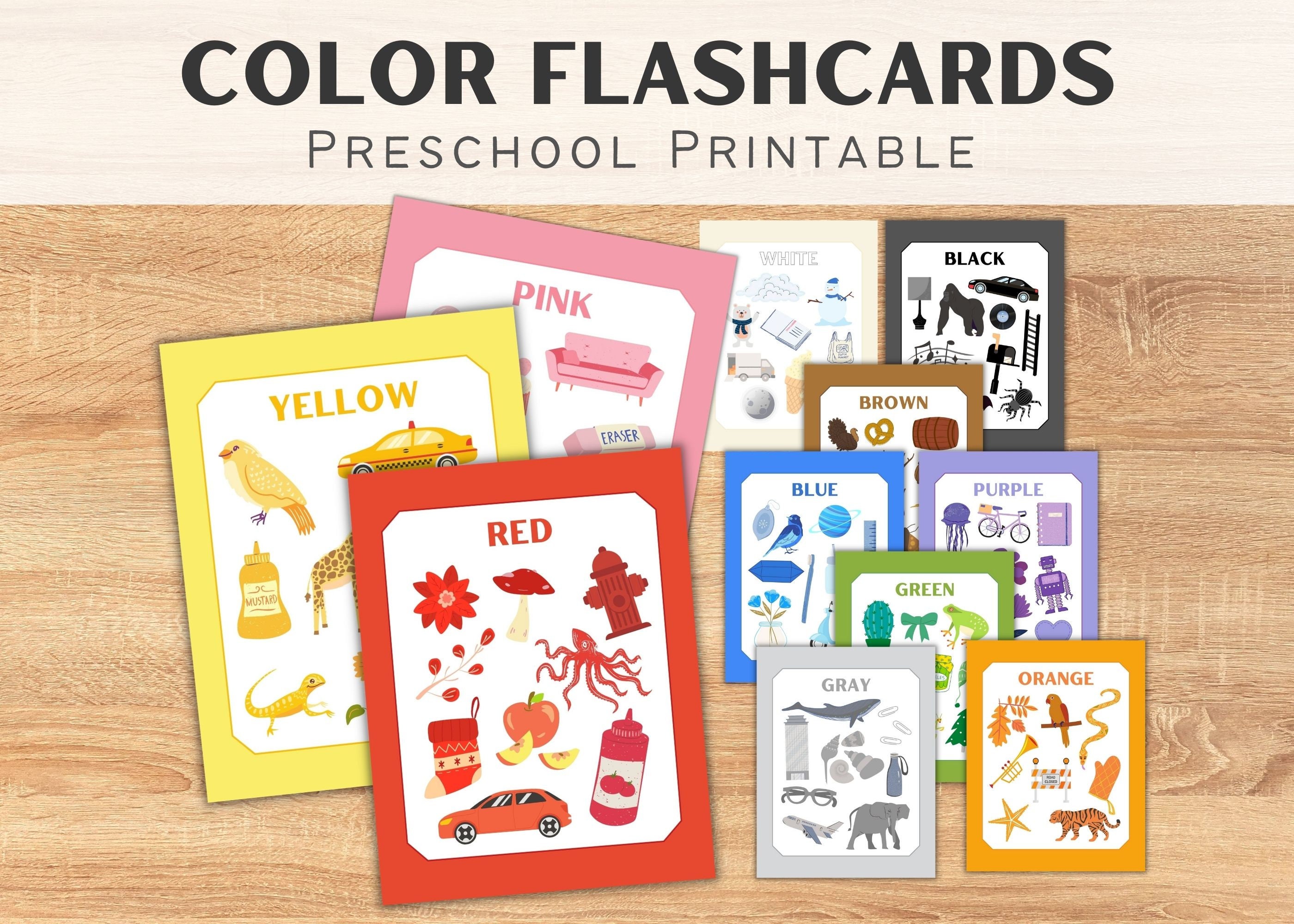 Color Printable Flashcards / Preschool Educational Game - Etsy
