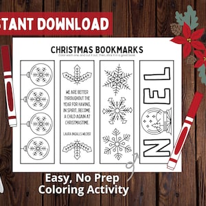 Christmas Coloring Bookmarks / Printable Holiday Coloring Pages - Etsy