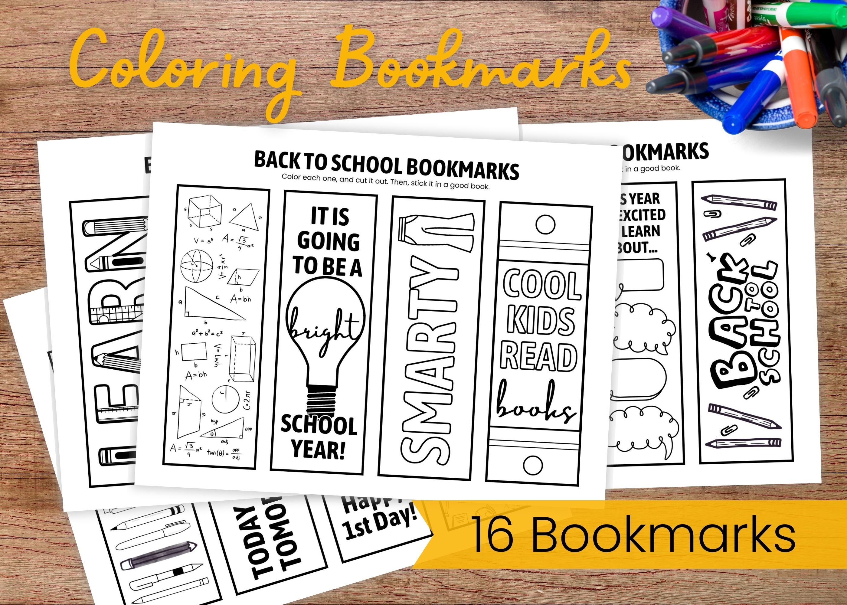 Back to School Printable Bookmarks / First Day of School Coloring Pages ...