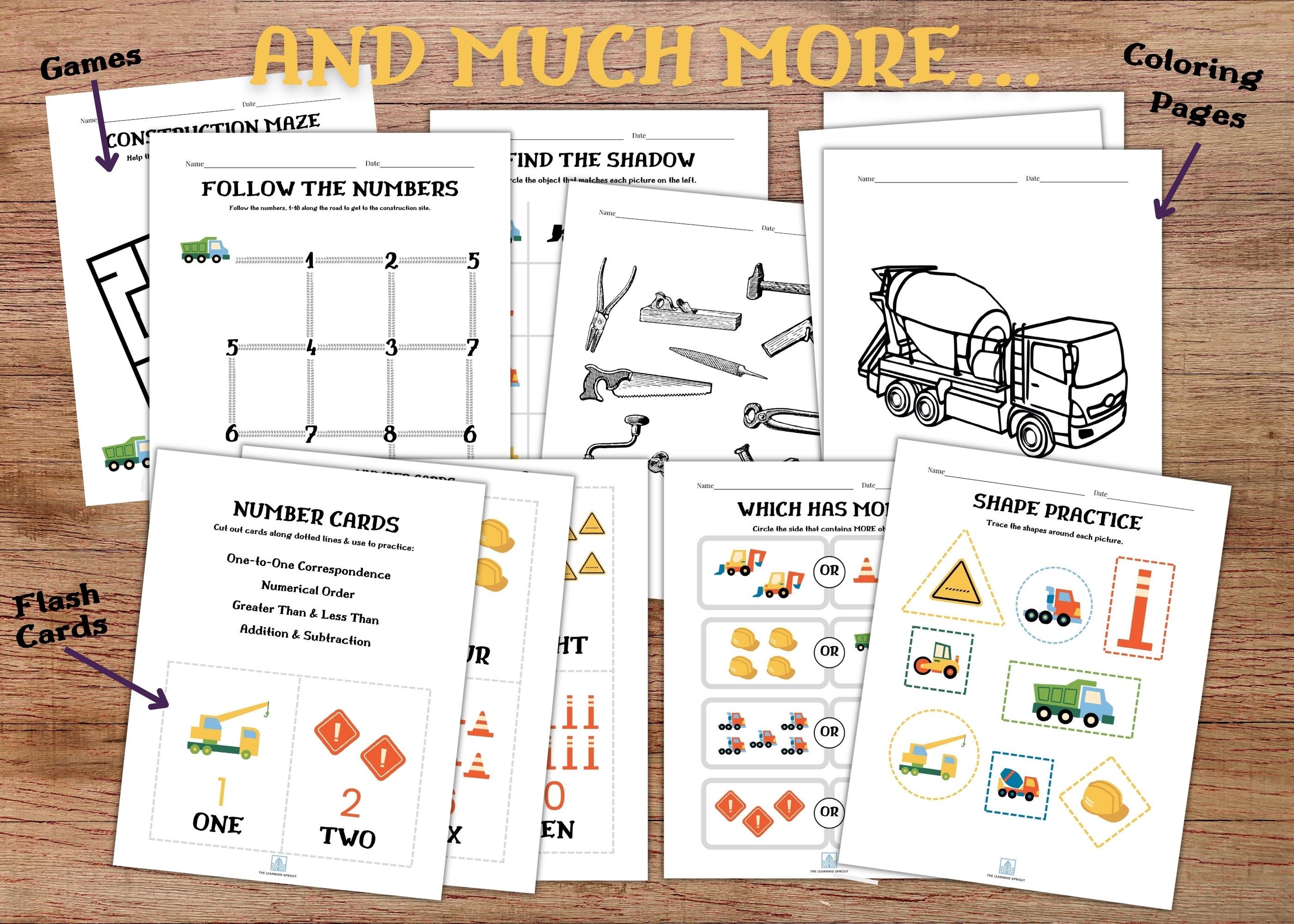 Construction Learning Printable Pack / Truck Quiet Book / Excavator ...