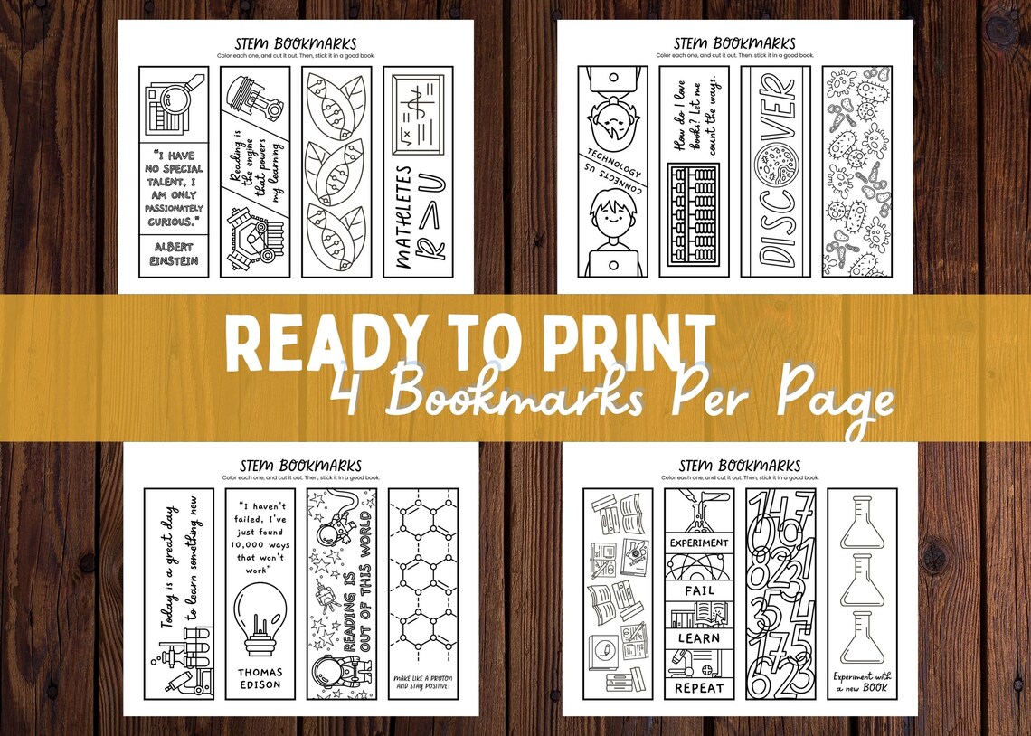 STEM Printable Bookmarks / Science Coloring Pages / Math Bookmark Set ...