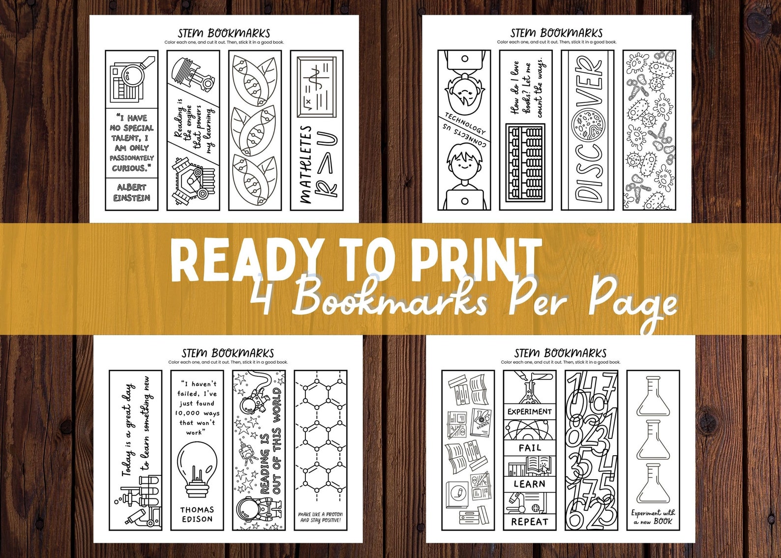 STEM Printable Bookmarks / Science Coloring Pages / Math Bookmark Set ...