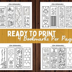 STEM Printable Bookmarks / Science Coloring Pages / Math Bookmark Set ...