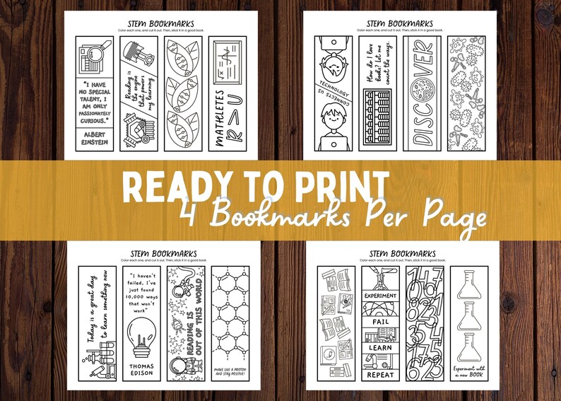 STEM Printable Bookmarks / Science Coloring Pages / Math Bookmark Set ...