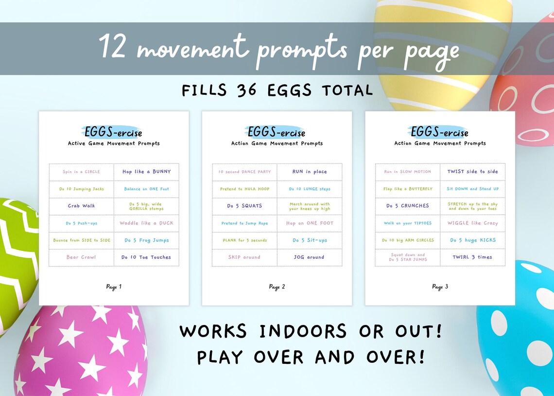 Printable Easter Movement Cards / Spring Gross Motor Activity ...