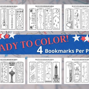 50 States Printable Bookmarks / 4th of July Coloring Pages ...