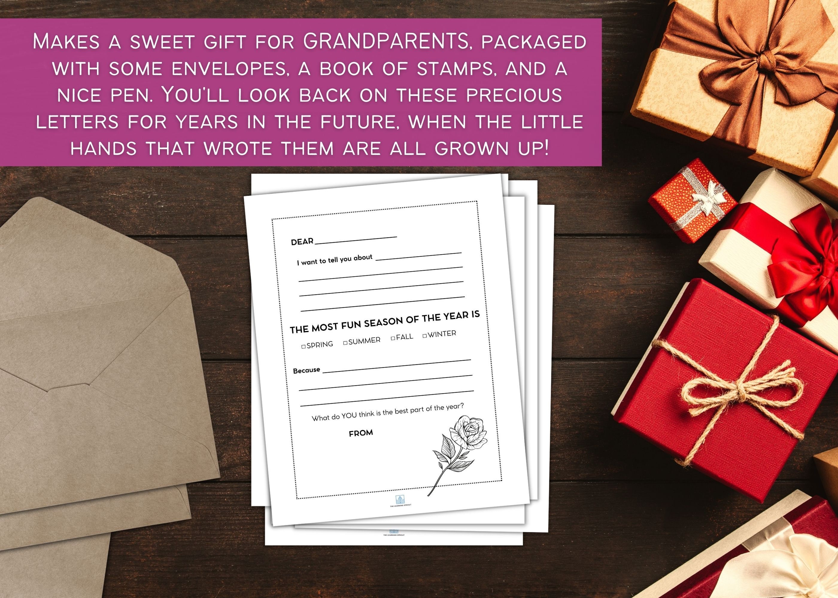 Flower Coloring Pen Pal Kit / Letter Writing Set for Grandparent Gifts ...