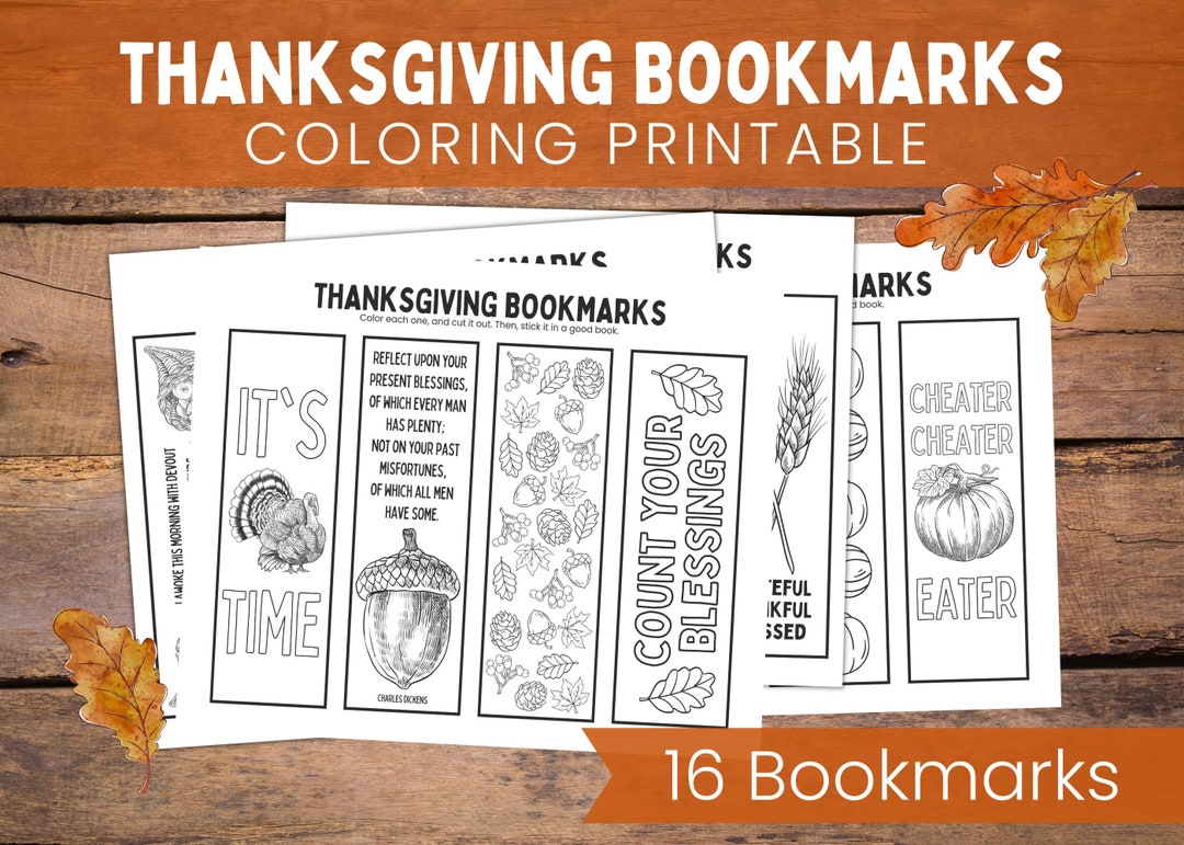 Thanksgiving Coloring Bookmarks / Printable Fall Coloring Pages - Etsy