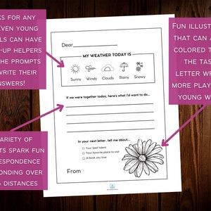 Flower Coloring Pen Pal Kit / Letter Writing Set for Grandparent Gifts ...