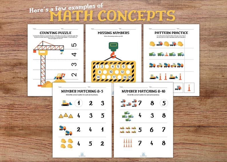 Construction Learning Printable Pack / Truck Quiet Book / Excavator ...