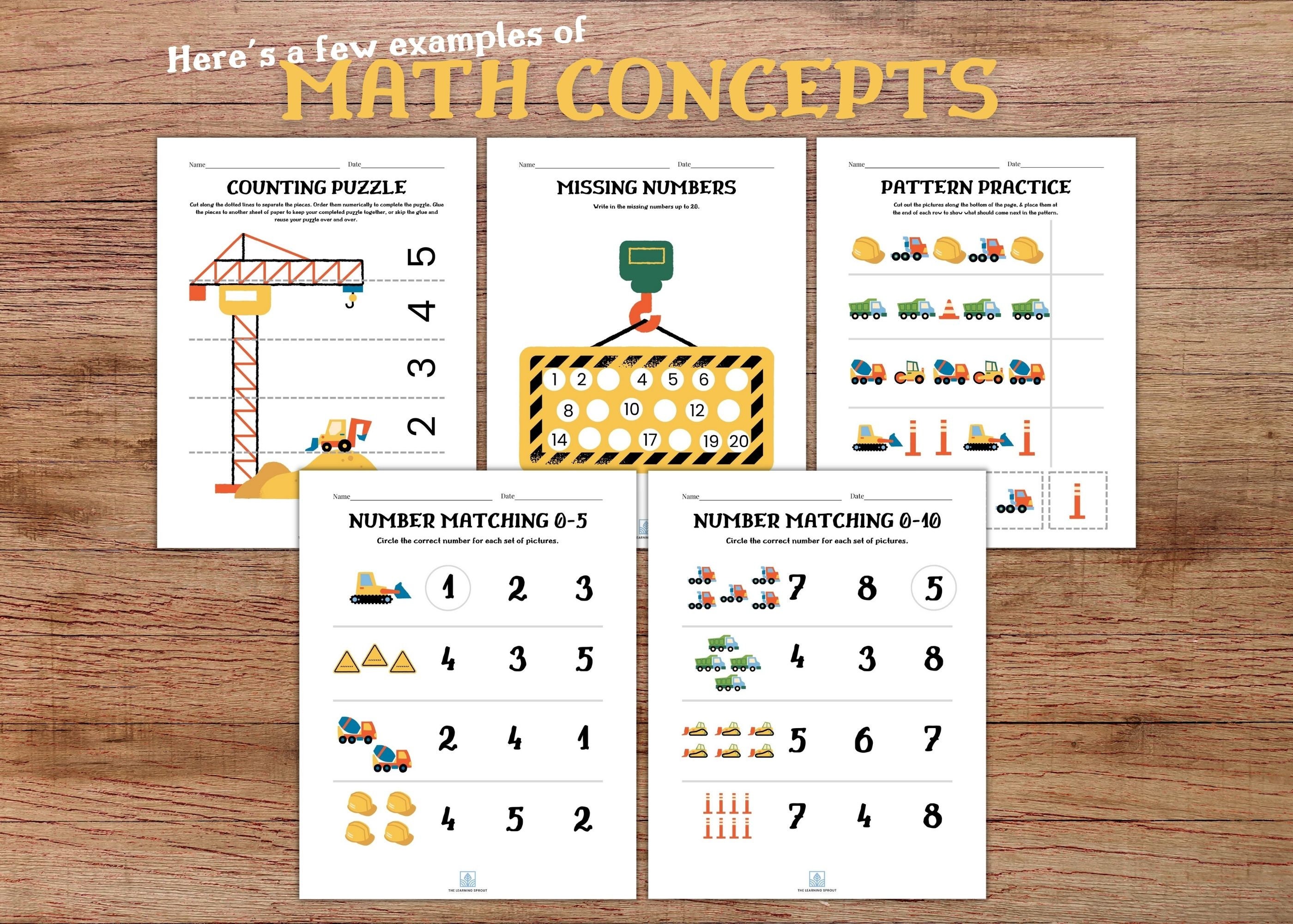 Construction Learning Printable Pack / Truck Quiet Book / Excavator ...
