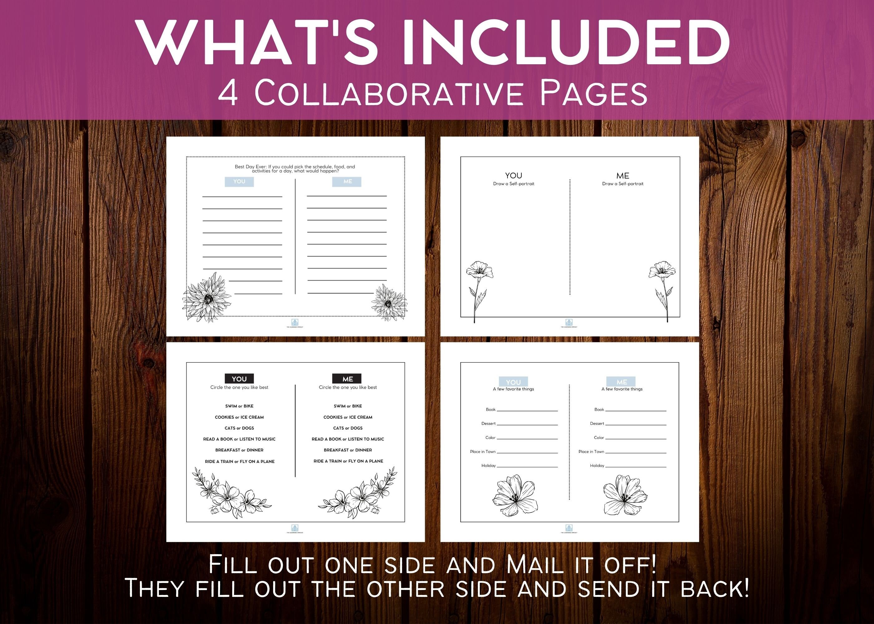 Flower Coloring Pen Pal Kit / Letter Writing Set for Grandparent Gifts ...