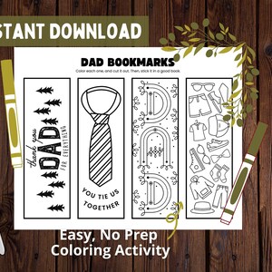 Dad Printable Bookmarks / Fathers Day Coloring Pages / Papa Bookmark ...