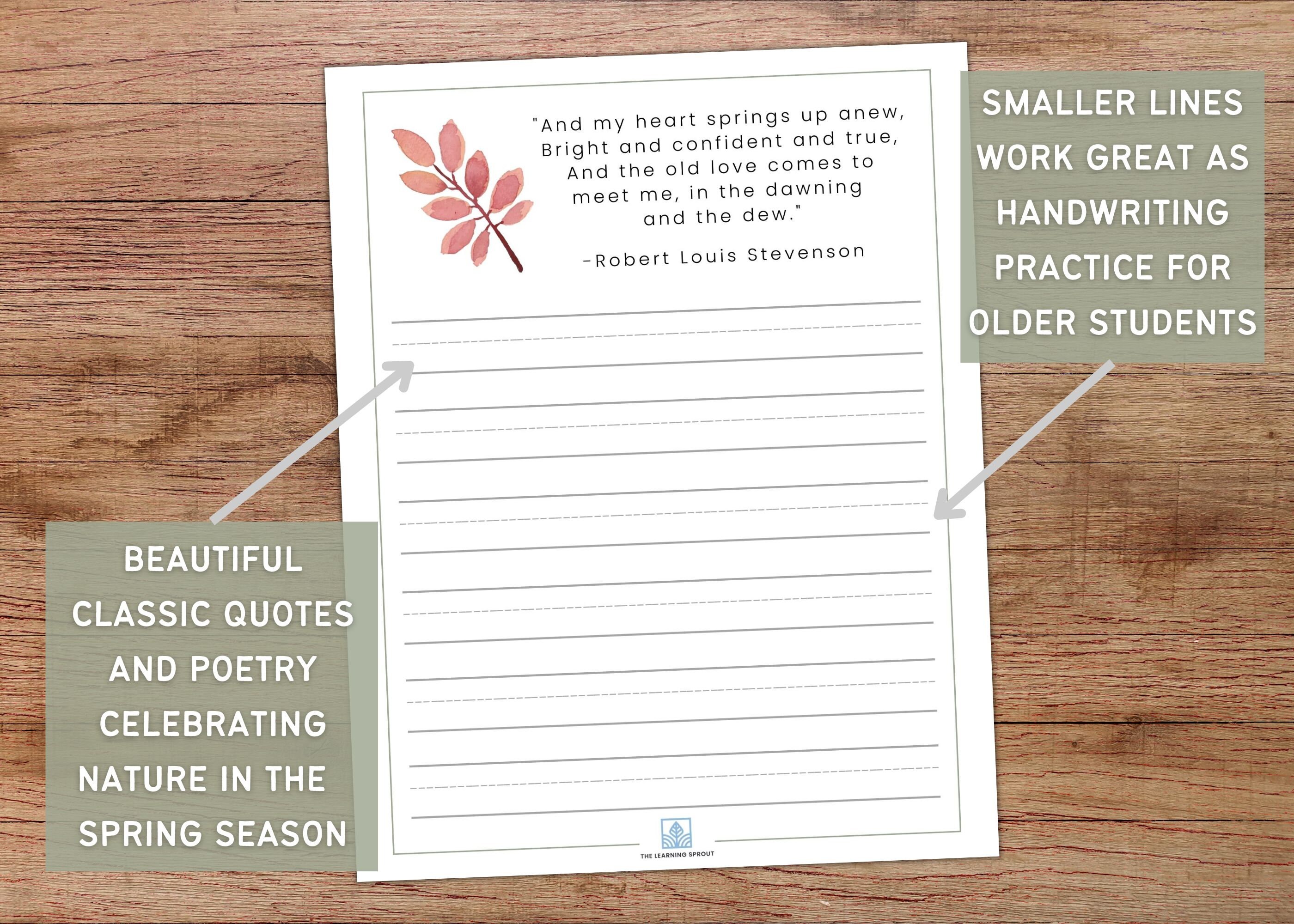 Spring Handwriting Copywork / Easter Penmanship Educational Printable ...
