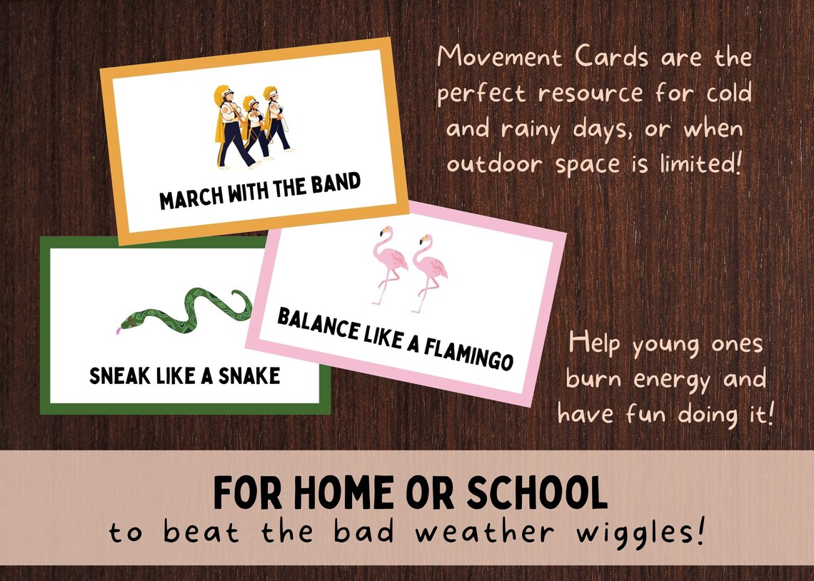 Printable Movement Cards / Gross Motor Activity / Preschool Flash Cards ...