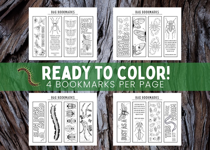 Bug Printable Bookmarks / Insect Coloring Pages / Butterfly Bookmark ...