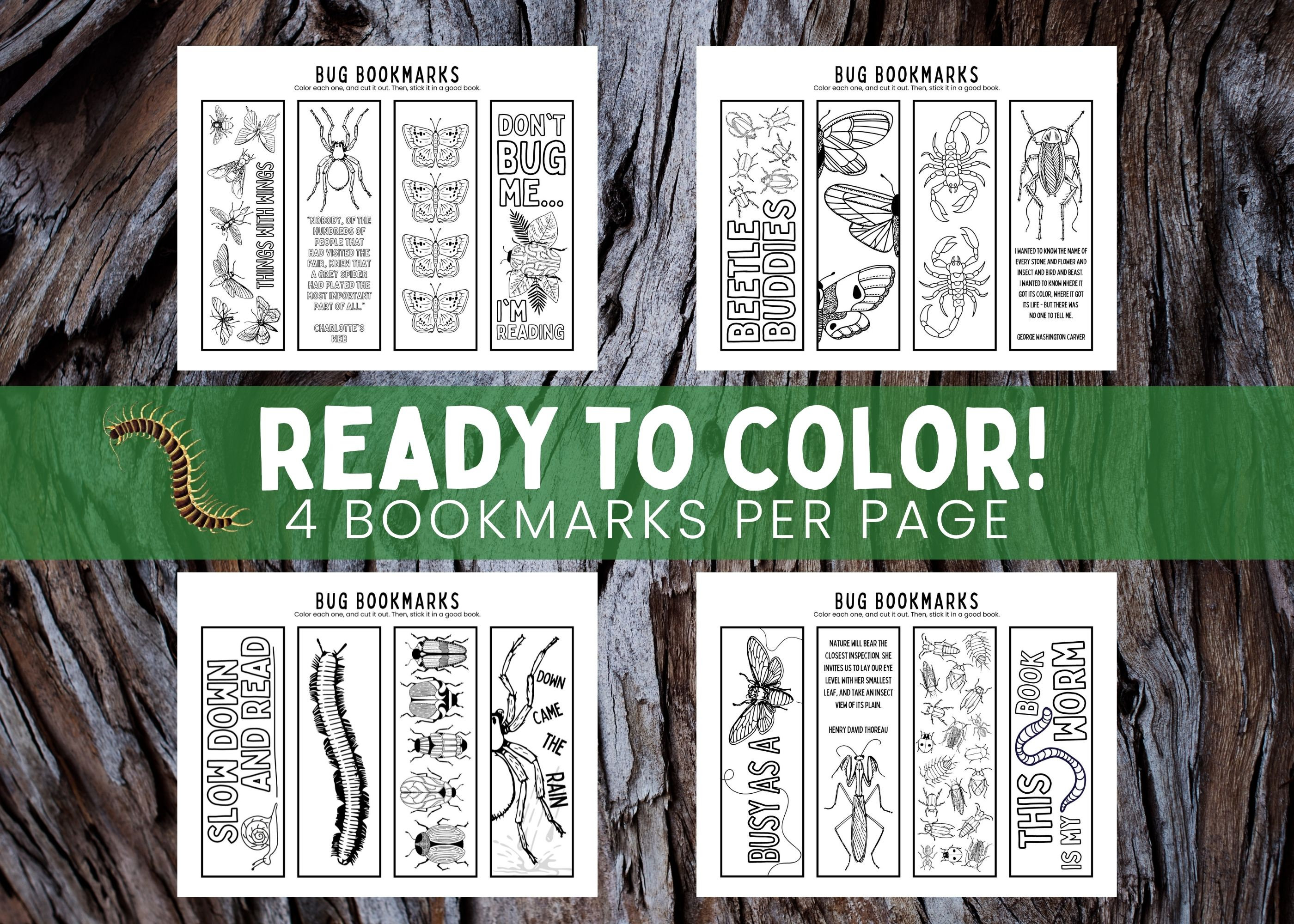 Bug Printable Bookmarks / Insect Coloring Pages / Butterfly Bookmark ...