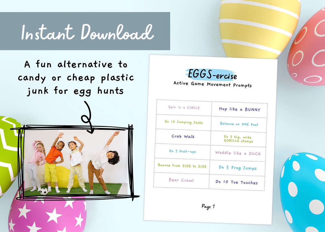 Printable Easter Movement Cards / Spring Gross Motor Activity ...