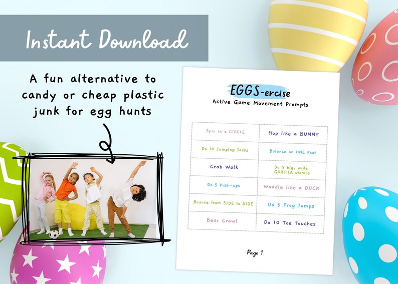 Printable Easter Movement Cards / Spring Gross Motor Activity ...