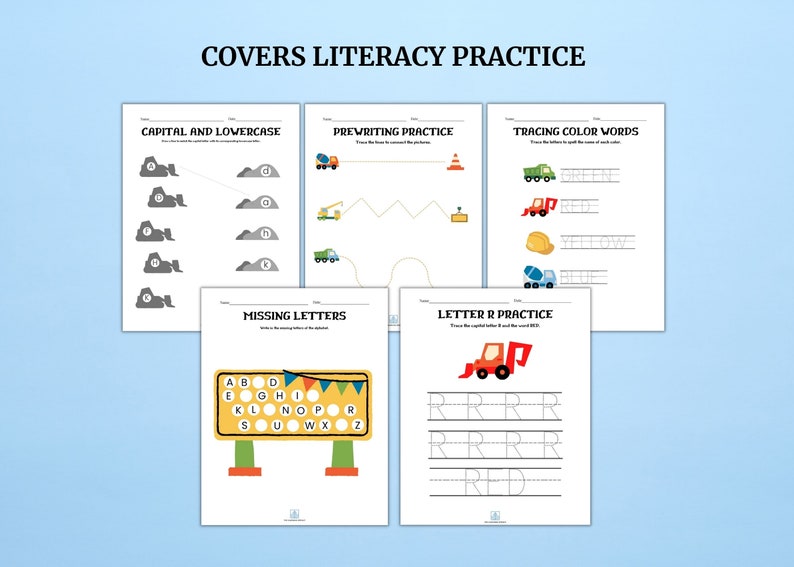 Construction Learning Printable Pack / Truck Quiet Book / Excavator ...