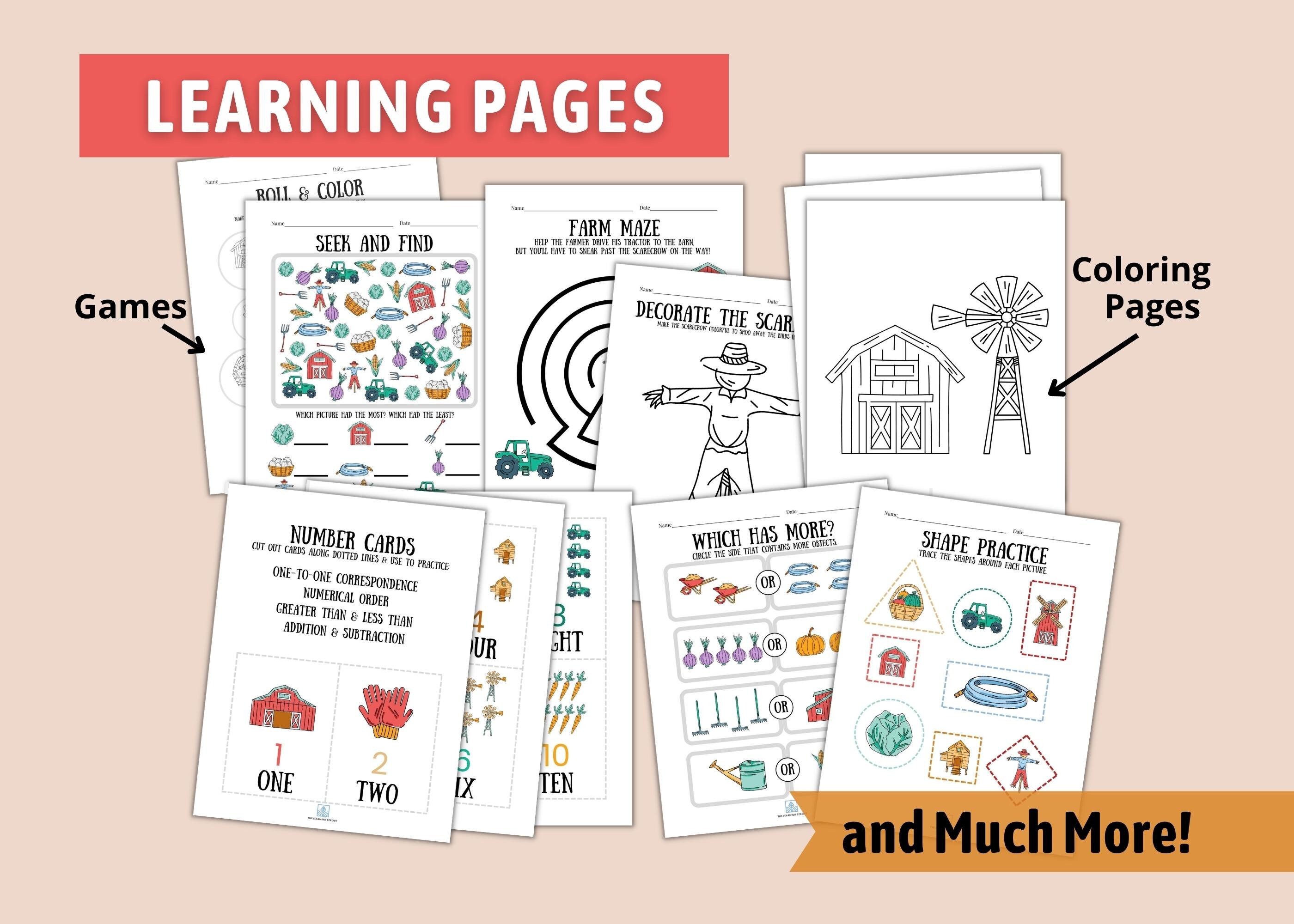 On the Farm Printable Bundle, Fall Coloring Pages, Autumn Preschool ...