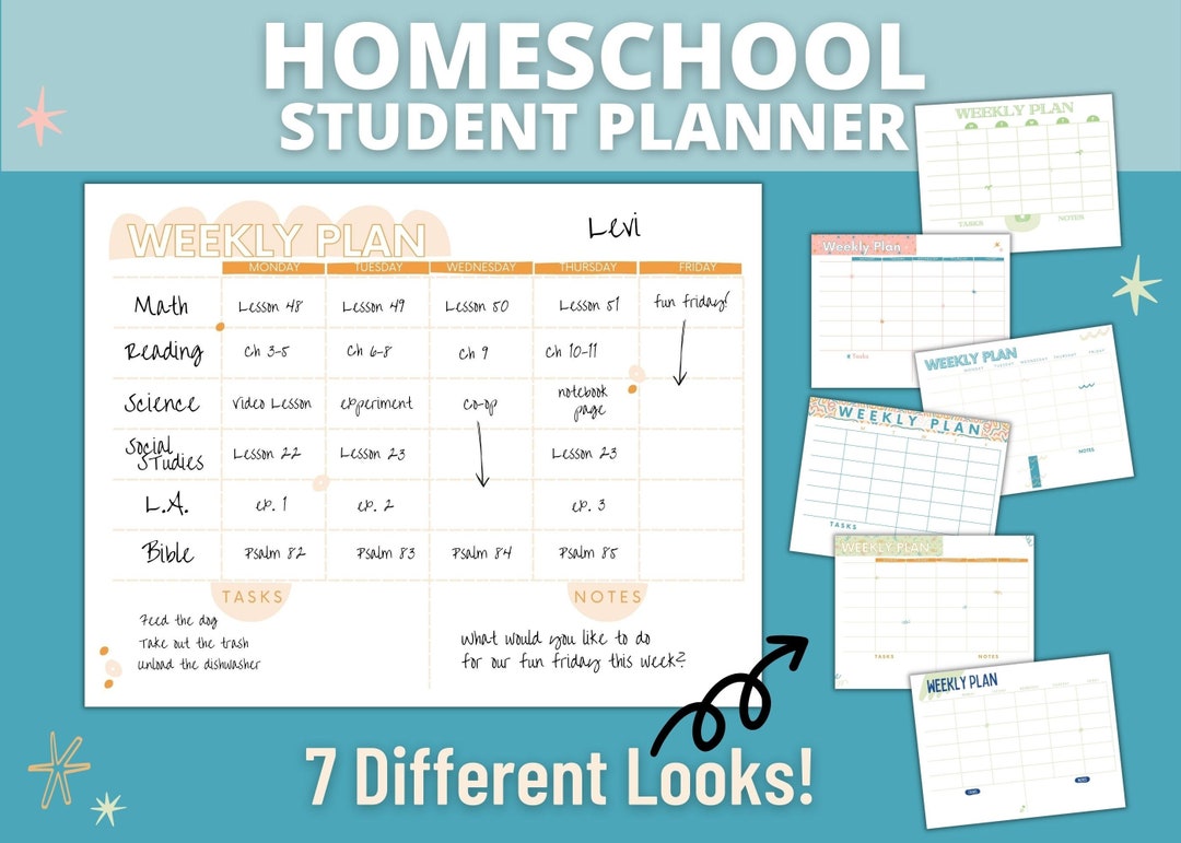 Homeschool Planner / Printable Student Planner / Weekly Academic ...