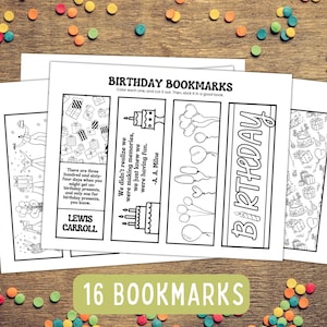 Birthday Coloring Bookmarks Printable for Kids Birthday Party Activity ...