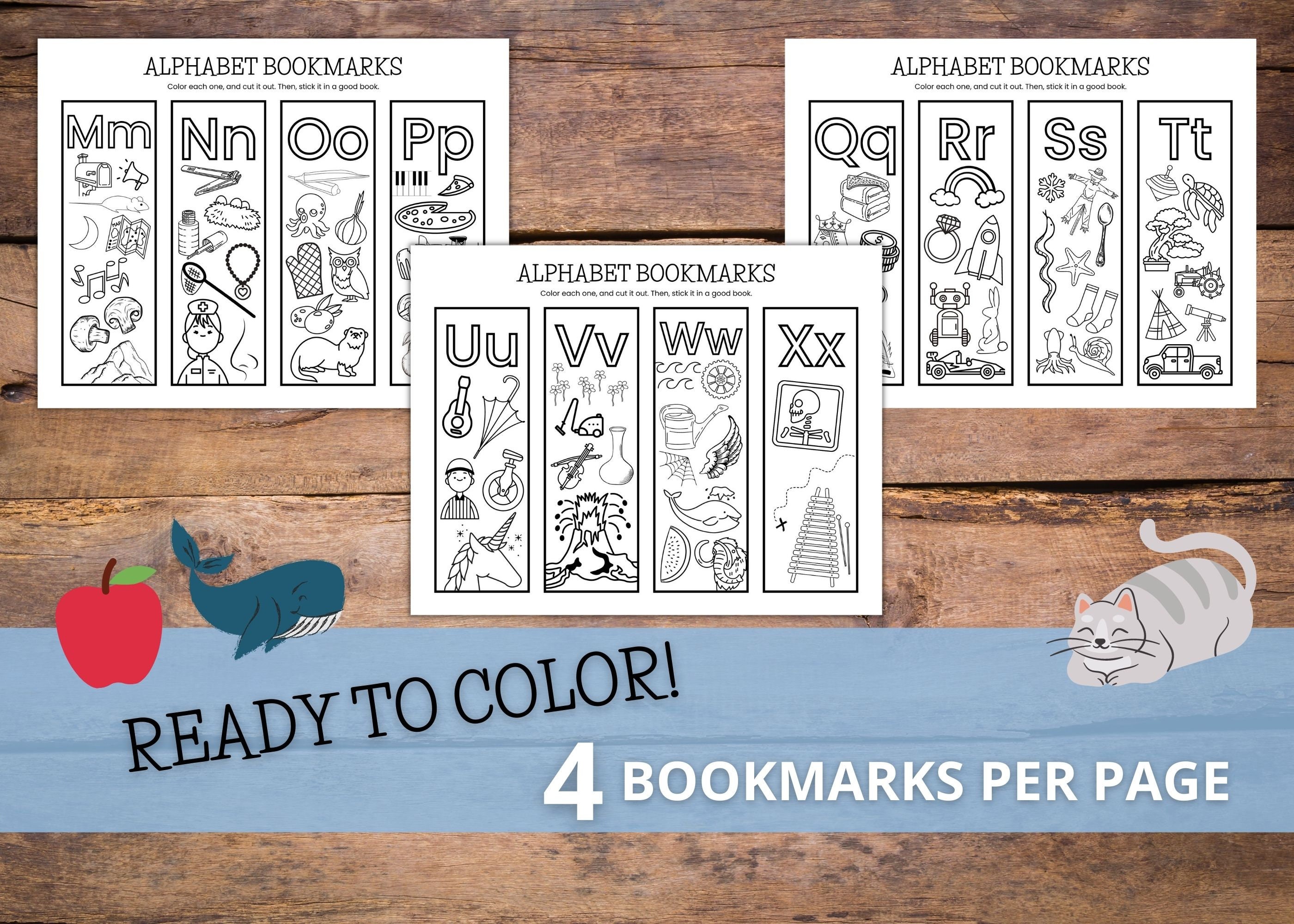 Alphabet Printable Bookmarks Letter Coloring Pages Alphabet Literacy ...