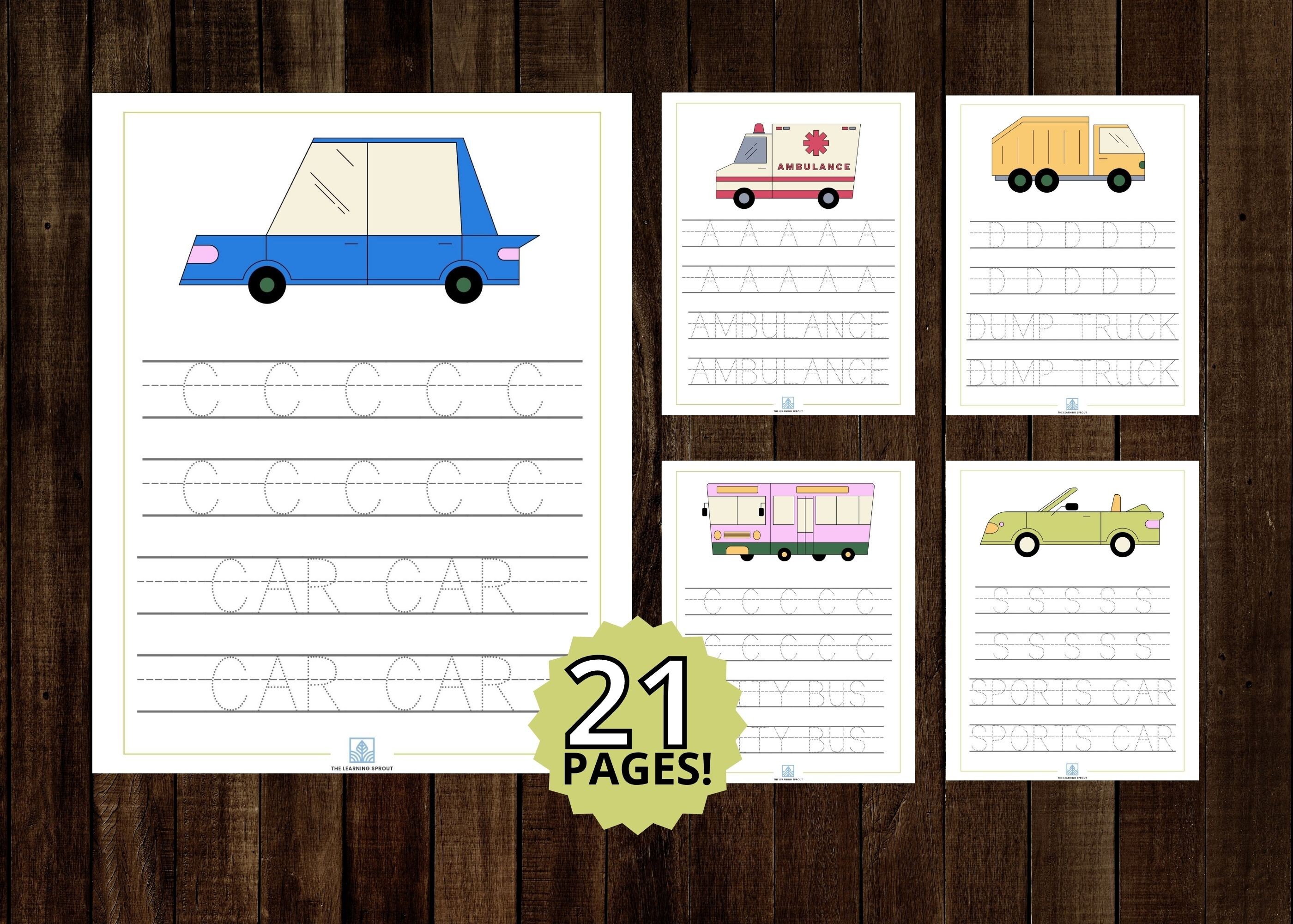 Vehicles Tracing Preschool Worksheets / Truck Handwriting Printable - Etsy