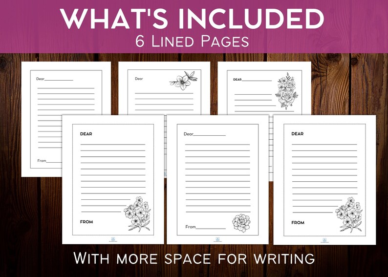 Flower Coloring Pen Pal Kit / Letter Writing Set for Grandparent Gifts ...