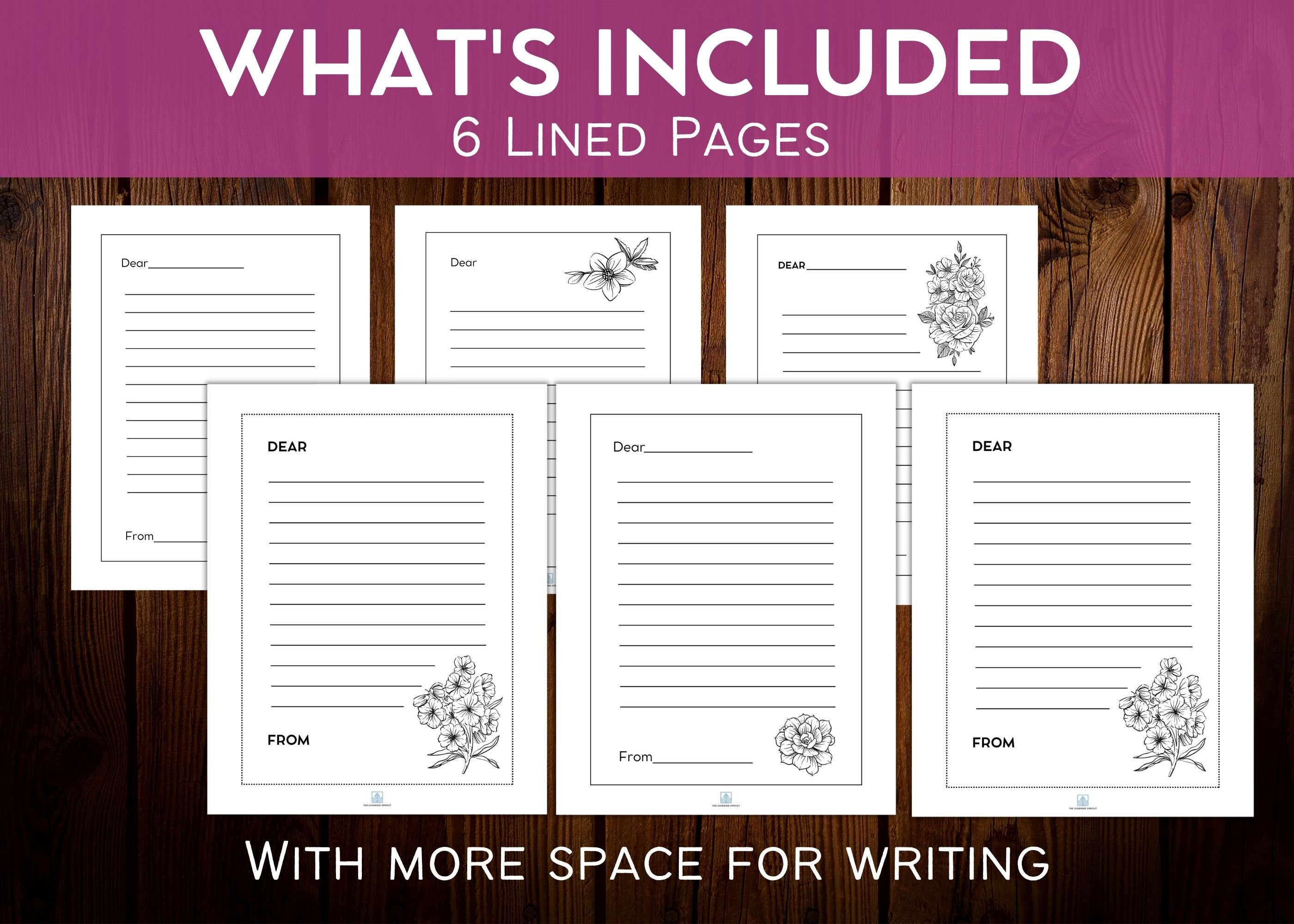 Flower Coloring Pen Pal Kit / Letter Writing Set for Grandparent Gifts ...