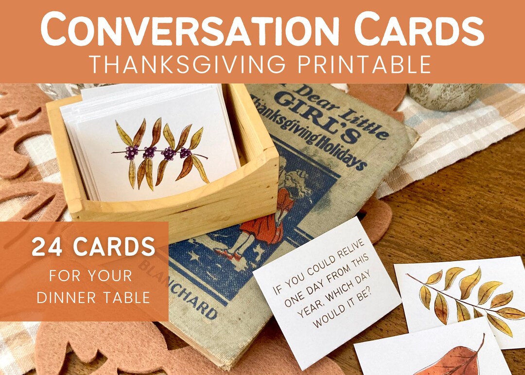 Thanksgiving Conversation Cards / Printable Conversation Starter Dinner ...