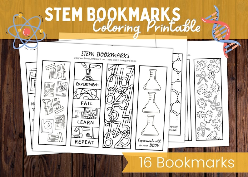 STEM Printable Bookmarks / Science Coloring Pages / Math Bookmark Set ...