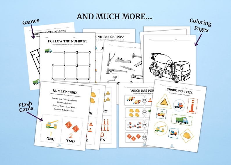 Construction Learning Printable Pack / Truck Quiet Book / Excavator ...