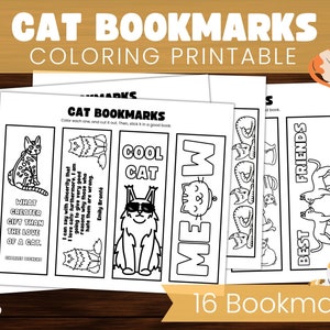 Cat Printable Bookmarks / Kitten Coloring Pages / Bookmark Set - Etsy