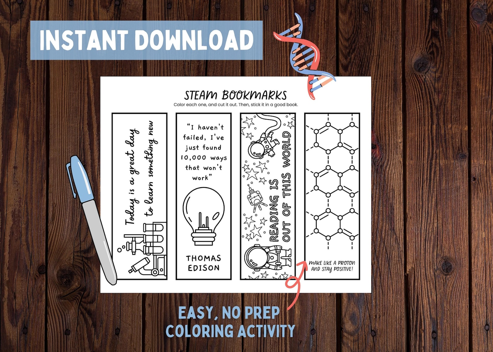STEAM Printable Bookmarks / Art Coloring Pages / Science Bookmark Set ...