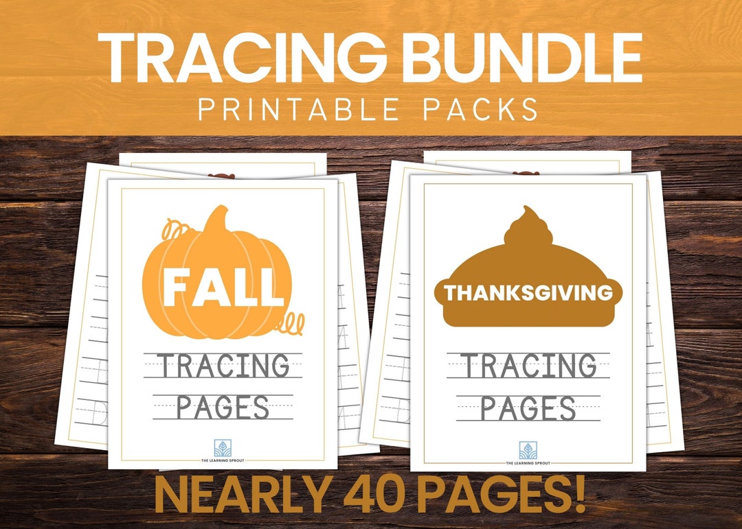 Fall Thanksgiving Tracing Preschool Worksheets / Handwriting Printable ...