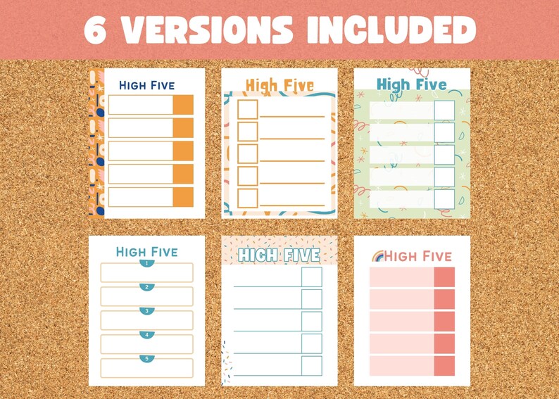 High Five Routine Chore Chart Printable / Daily Checklist for Kids - Etsy