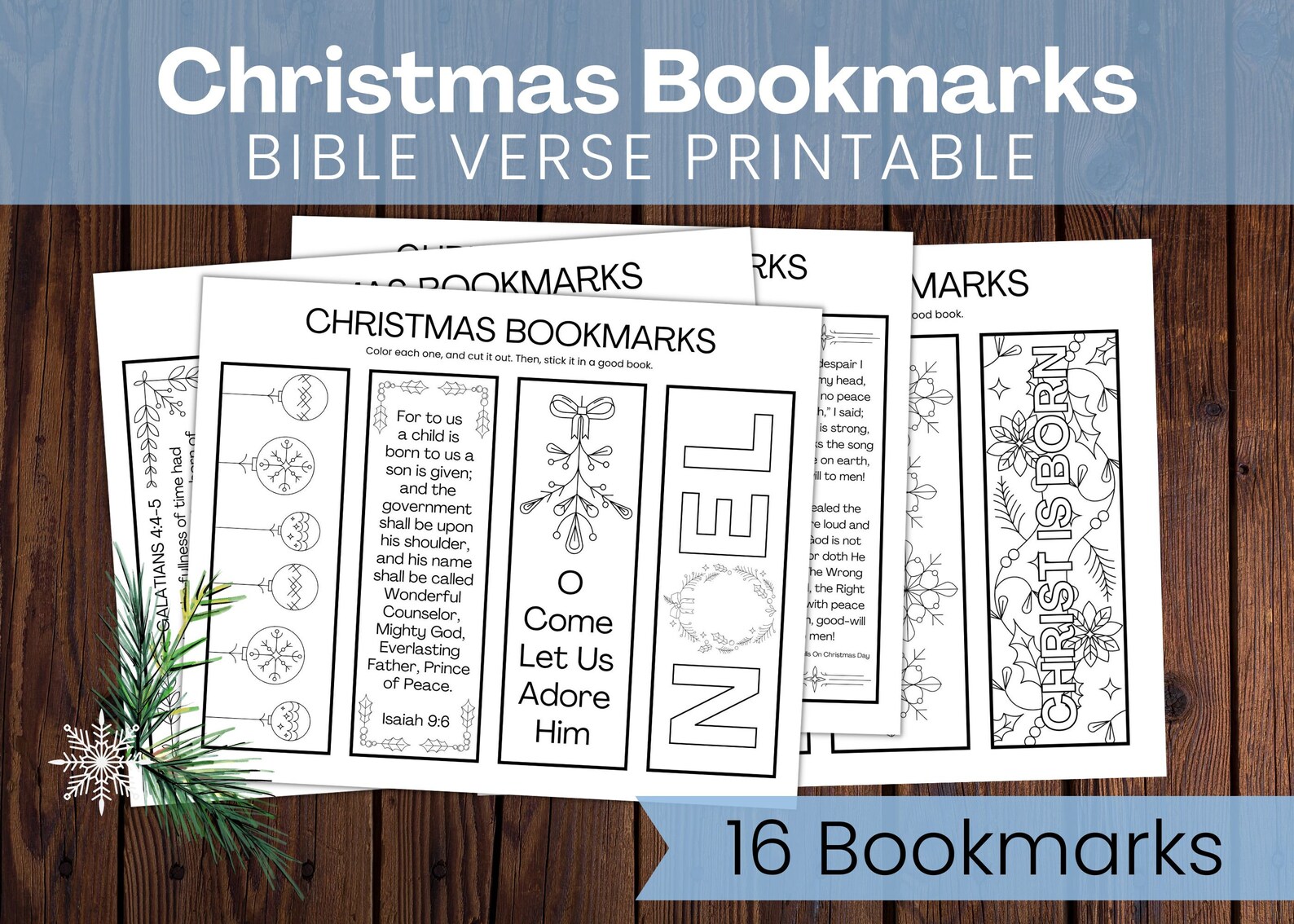 Christmas Bible Verse Bookmarks / Printable Christian Holiday Coloring ...