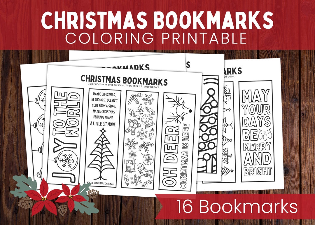 Christmas Coloring Bookmarks / Printable Holiday Coloring Pages - Etsy