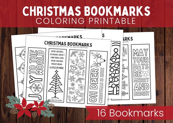 Christmas Coloring Bookmarks / Printable Holiday Coloring - Etsy
