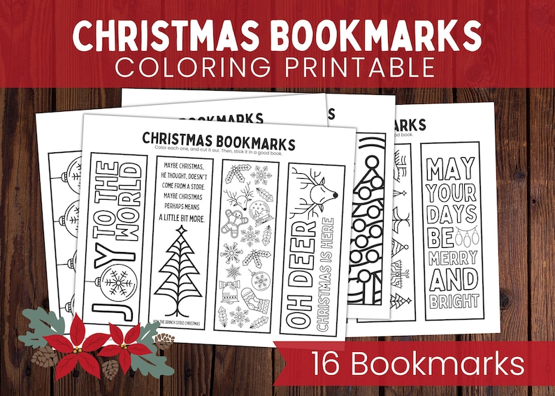 Christmas Coloring Bookmarks / Printable Holiday Coloring Pages - Etsy