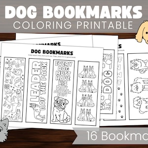 Dog Printable Bookmarks / Puppy Coloring Pages / Bookmark Set - Etsy