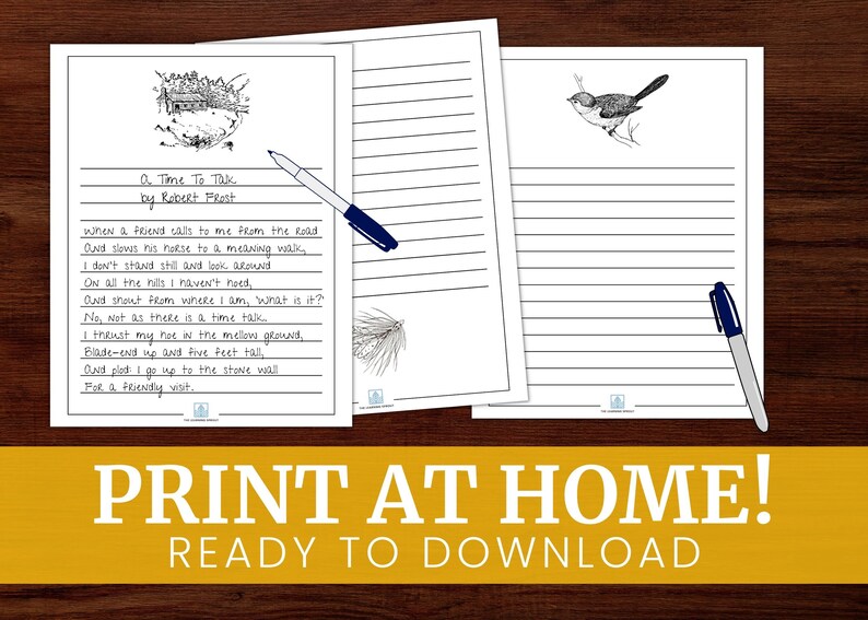 Robert Frost Poetry Copywork / Poem Handwriting / Penmanship ...