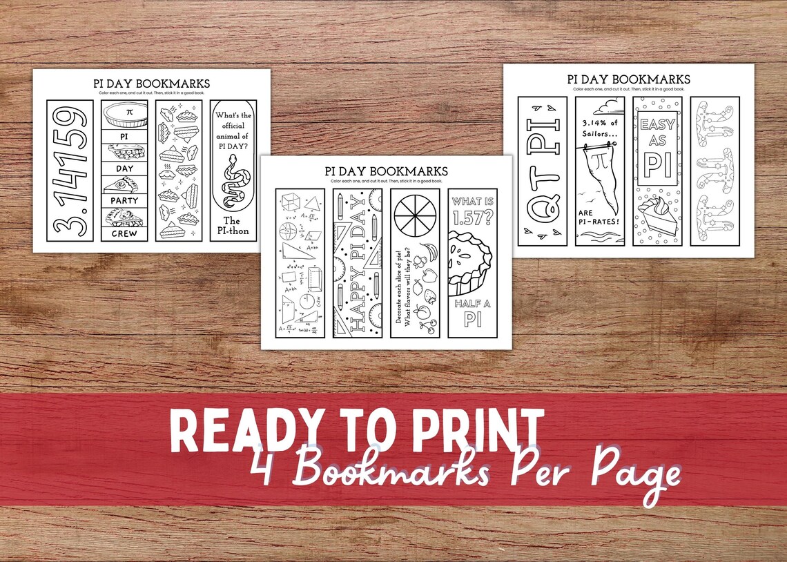 Pi Day Printable Bookmarks / STEM Coloring Pages / Math Bookmark Set - Etsy