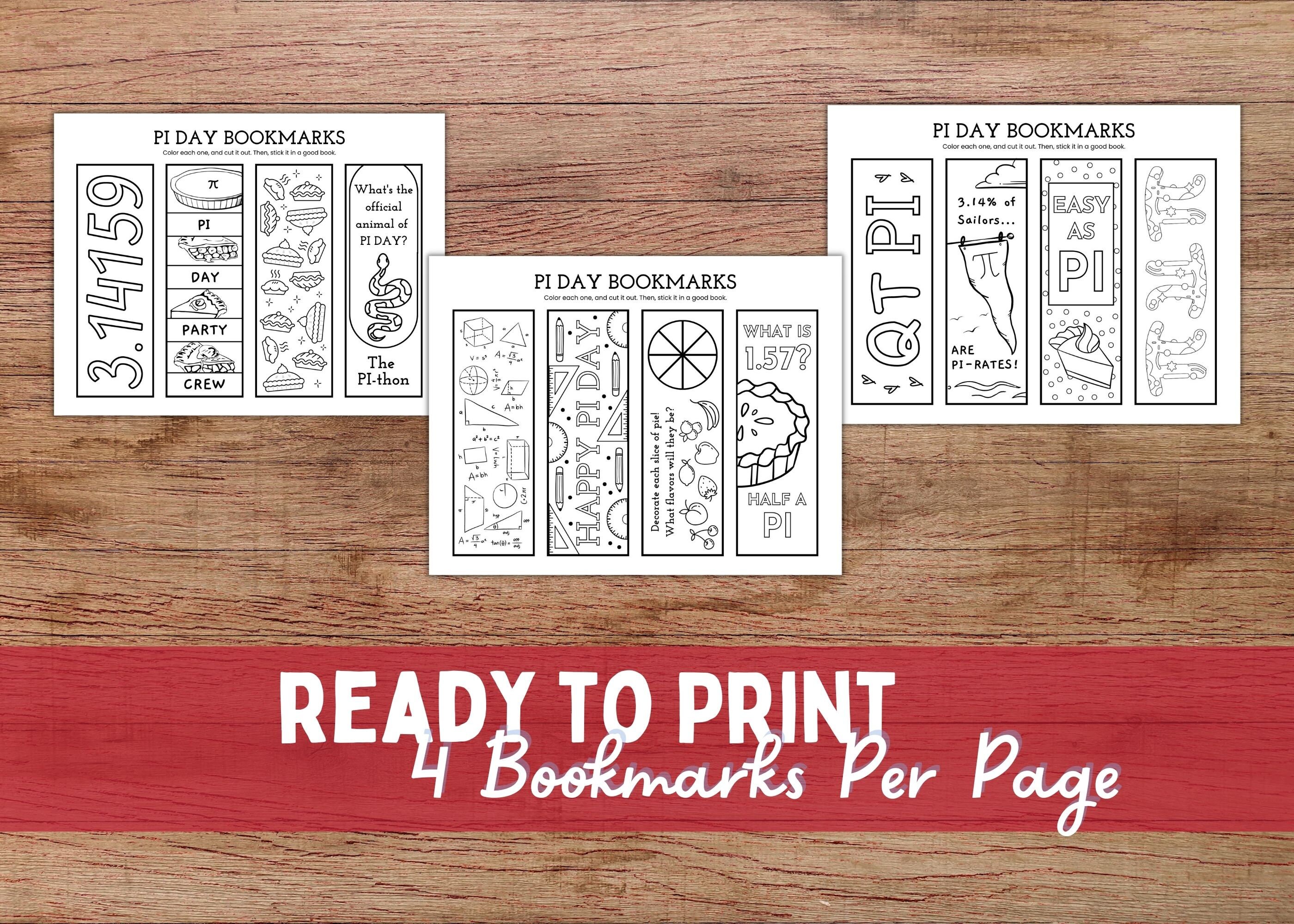 Pi Day Printable Bookmarks / STEM Coloring Pages / Math Bookmark Set - Etsy