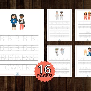 Community Helpers Tracing Preschool Worksheets / Jobs Handwriting ...