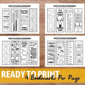 Back to School Printable Bookmarks / First Day of School Coloring Pages ...