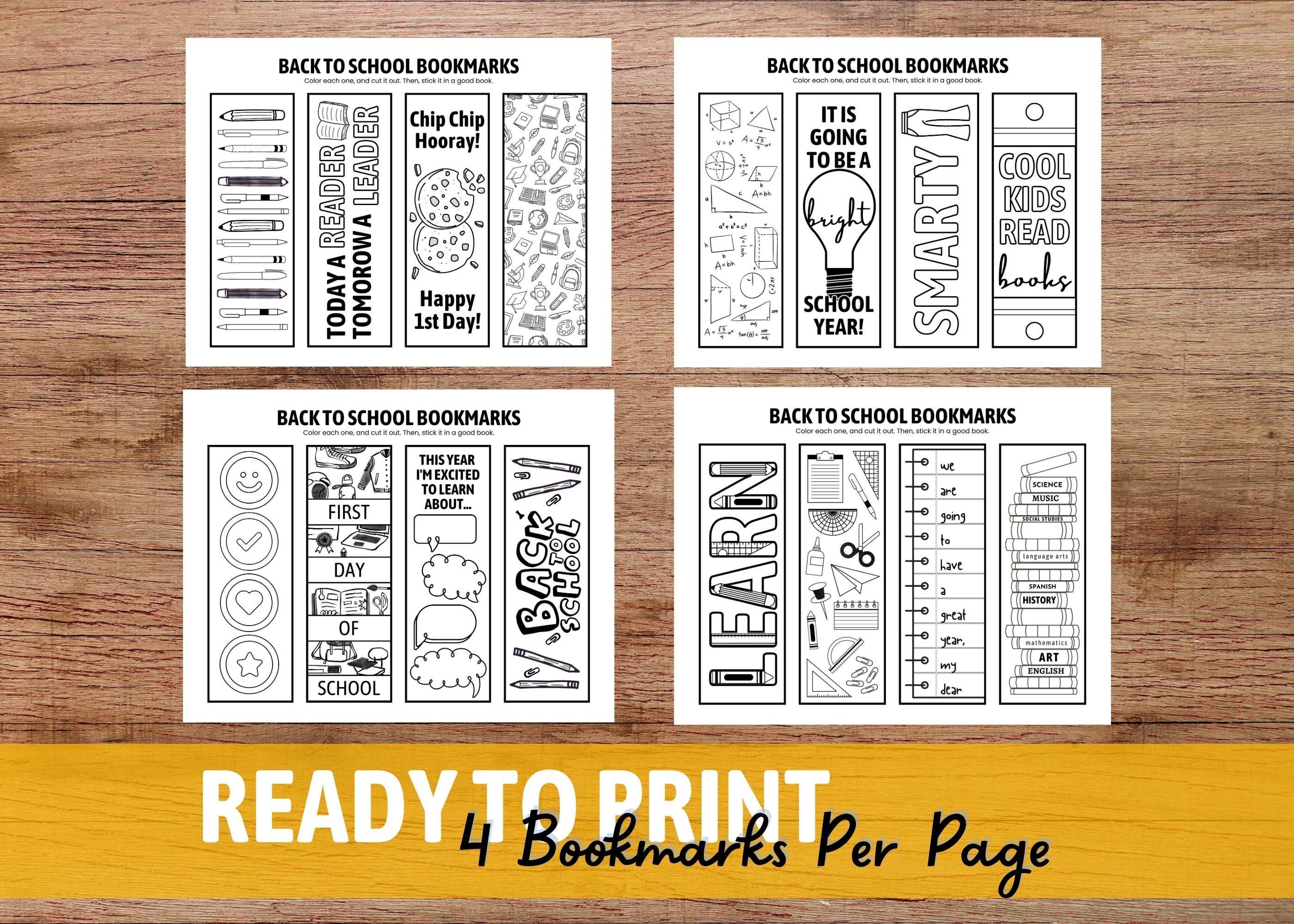 Back to School Printable Bookmarks / First Day of School Coloring Pages ...