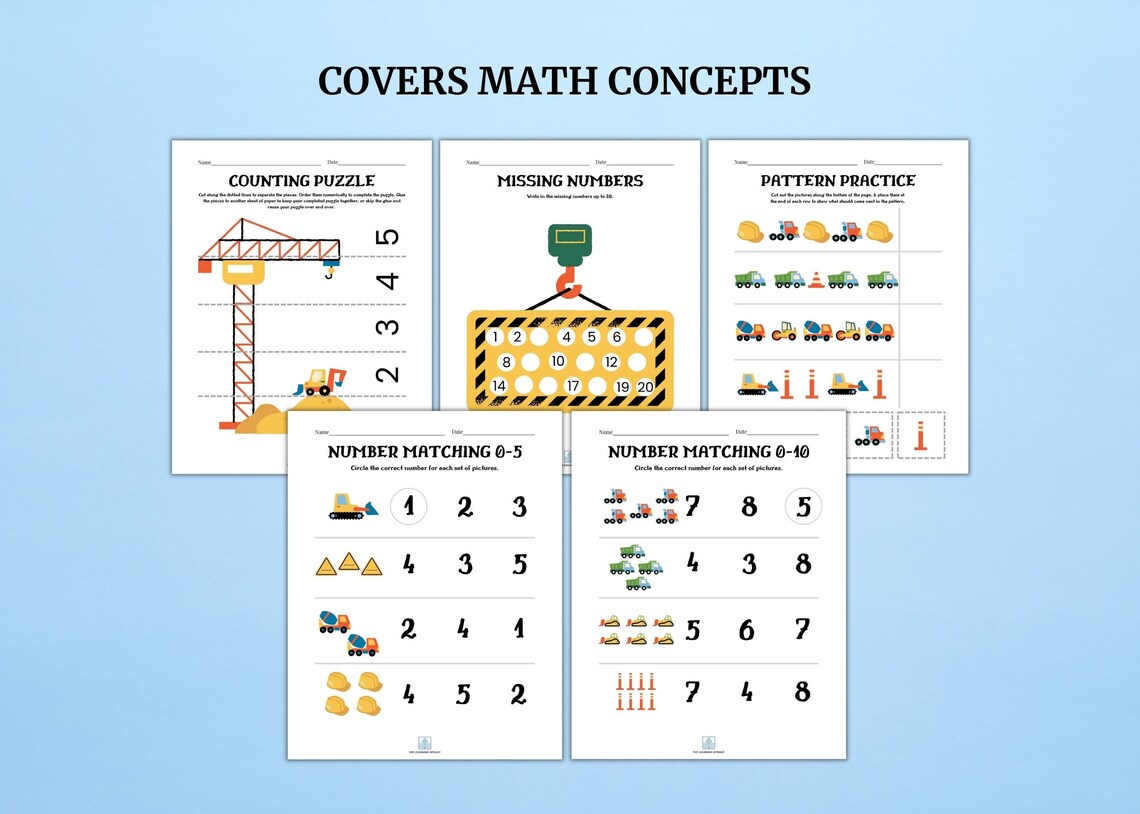 Construction Learning Printable Pack / Truck Quiet Book / Excavator ...